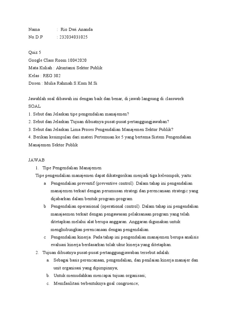 Quiz 5 Asp | PDF | Karier & Perkembangan | Bisnis