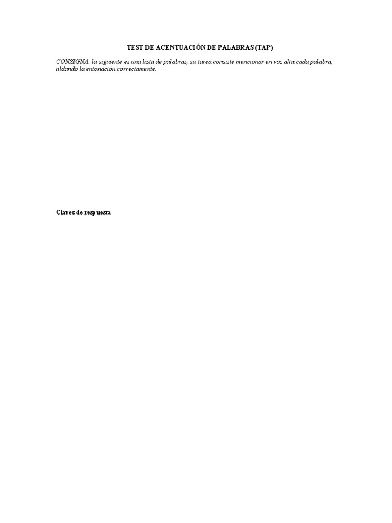 Test de Acentuación de Palabras (TAP) | PDF