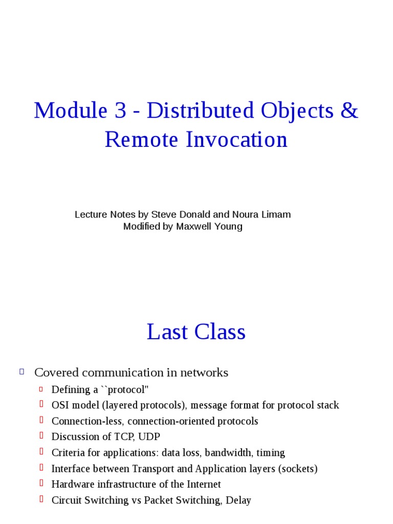 Module 3 - Distributed Objects & Remote Invocation | PDF | Message Passing | Communications ...