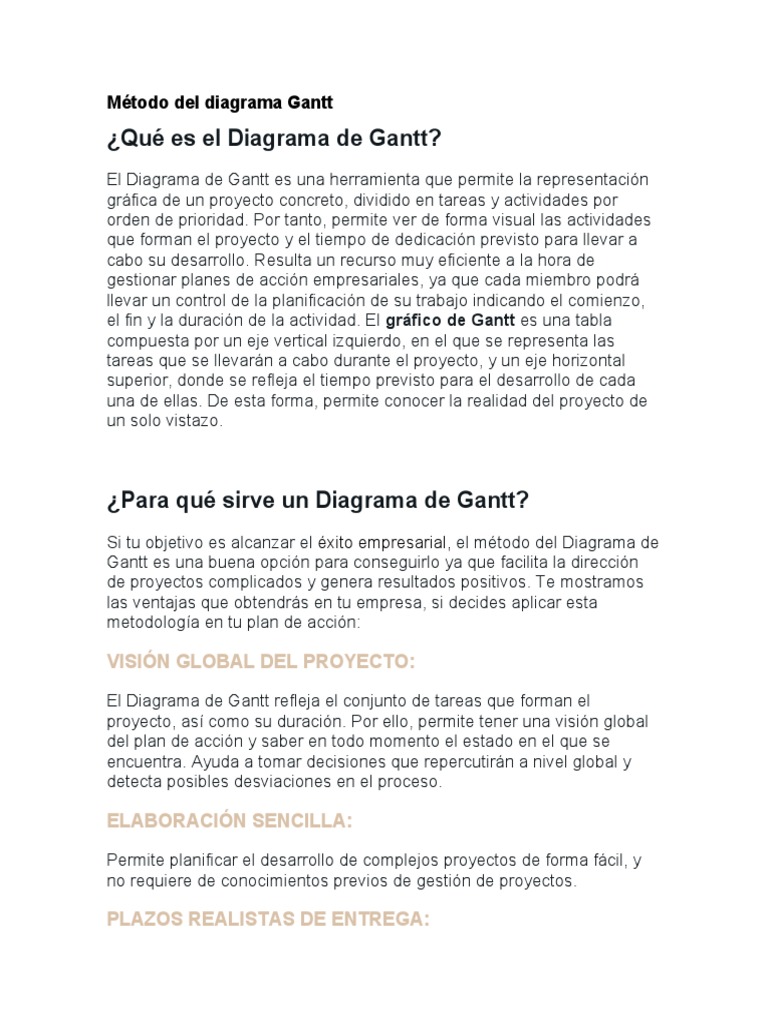 Método Del Diagrama Gantt | PDF | Planificación | Business