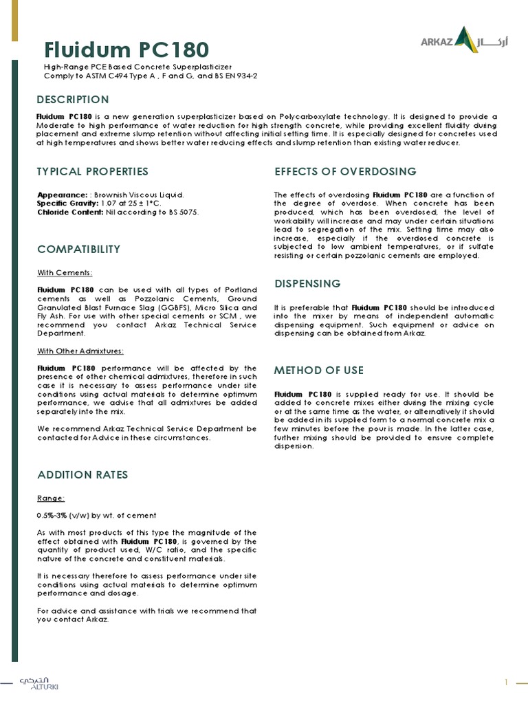 Fluidum PC180-4 | Download Free PDF | Concrete | Cement