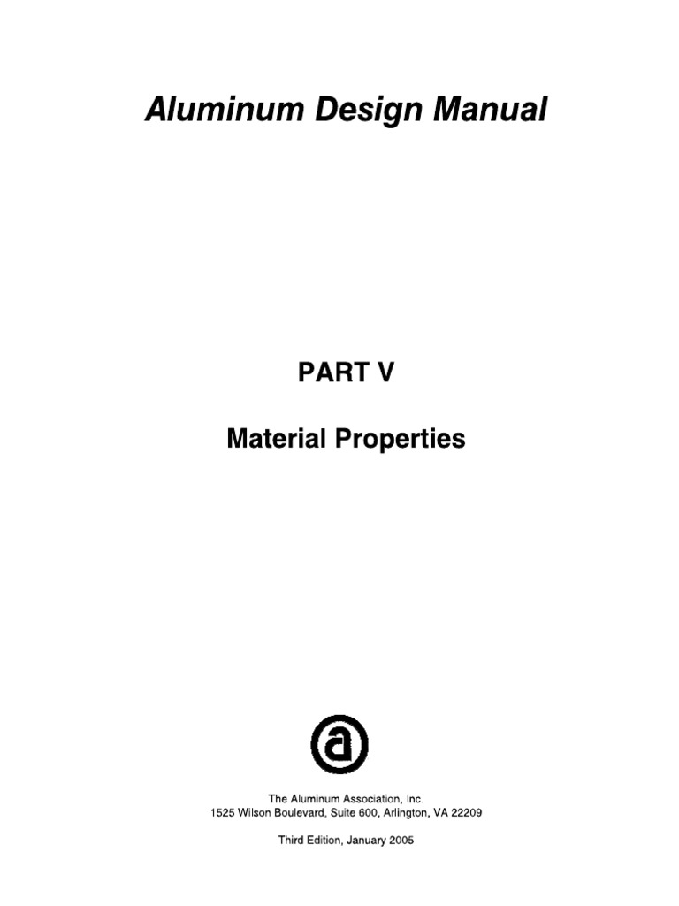 Aluminum Design Manual 2005-Material Properties | PDF