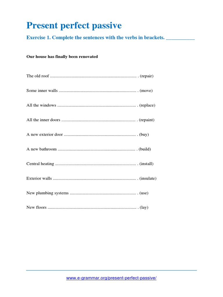 Present Perfect Passive Exercise 1 | PDF