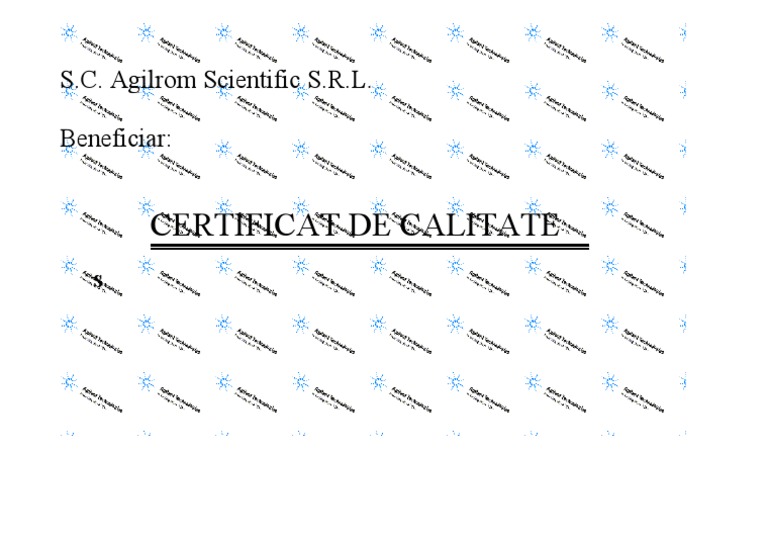 Certificat de Calitate | PDF
