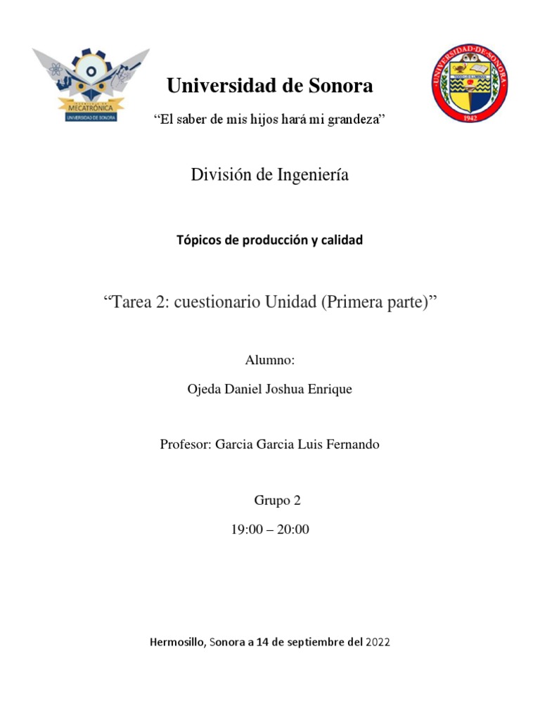 TAREA 3 - Cuestionario Unidad 1-B Ojeda Daniel Joshua Enrique | Descargar gratis PDF | Calidad ...