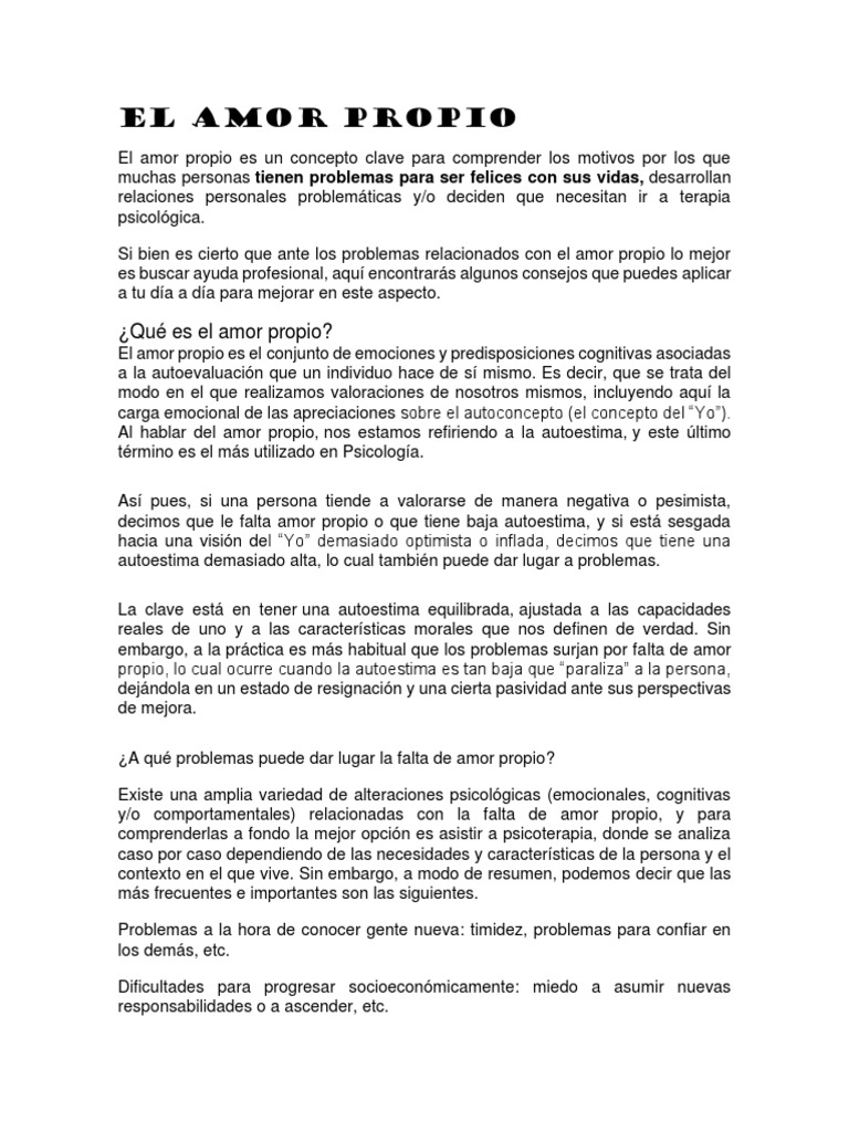 El Amor Propio - Castellano | PDF | Autoestima | Amor