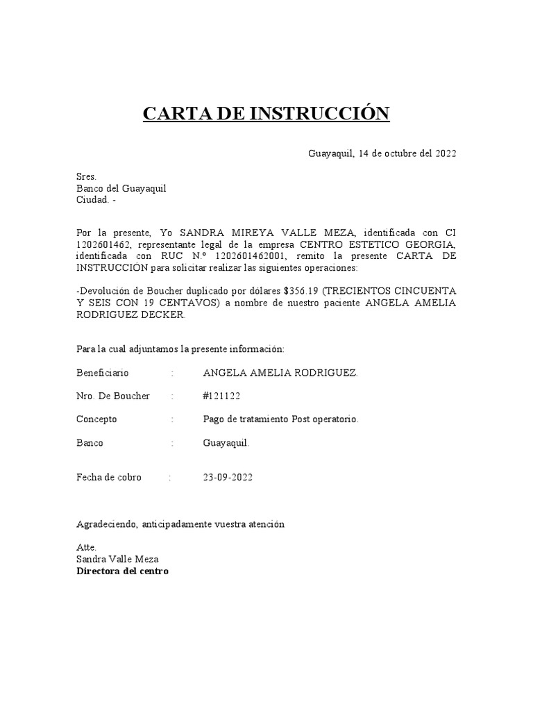 Carta Instruccion Exterior | PDF