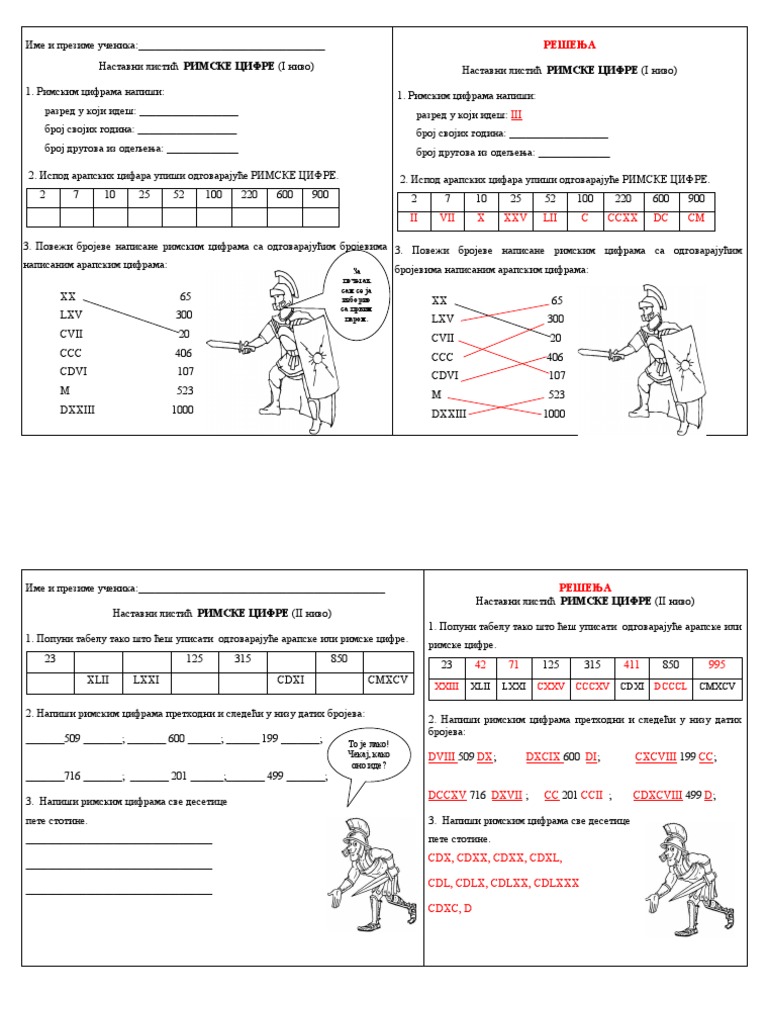 Tri-Nivoa-Listici-I-Resenja-Rimske-Cifre 2. | PDF