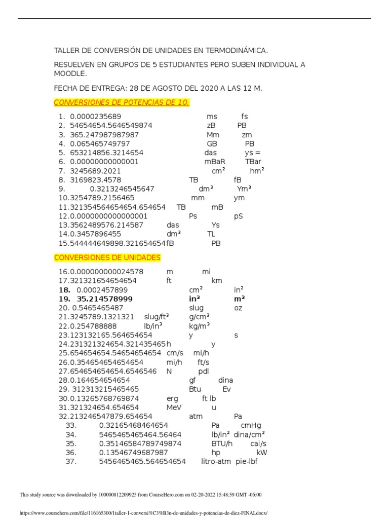 1taller 1 Conversi N de Unidades y Potencias de Diez FINAL | PDF