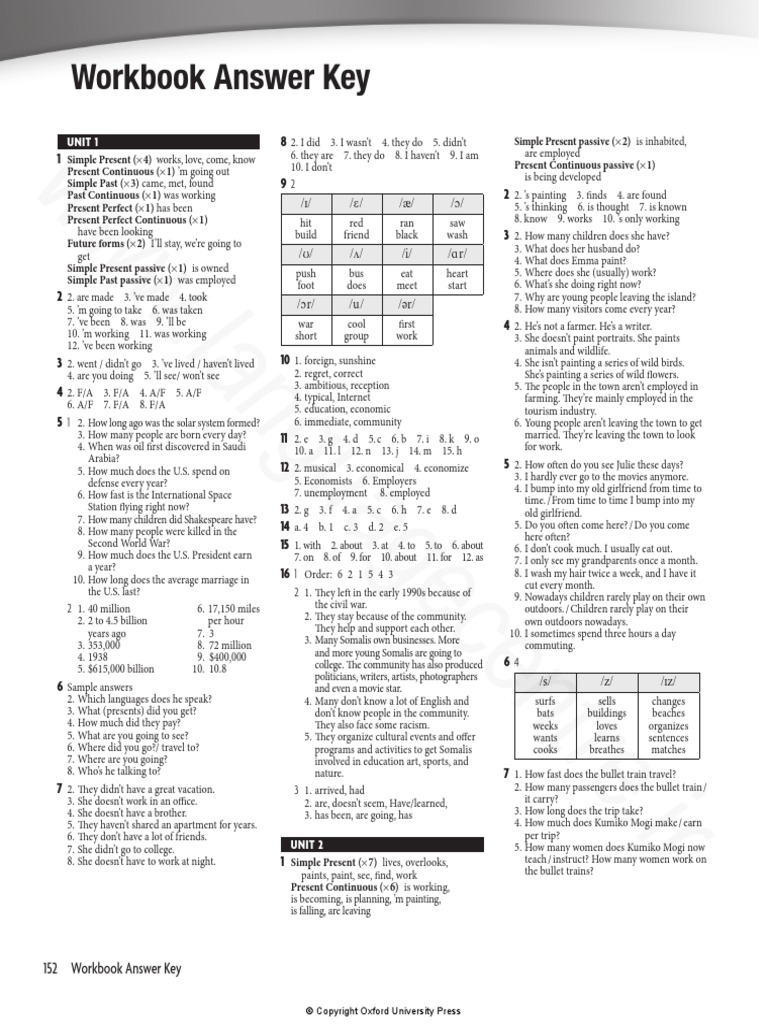 Headway 3 Workbook Answer Key - Sample | PDF