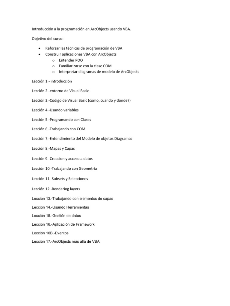 Introducción A La Programación en ArcObjects Usando VBA | PDF | Sistema de información ...