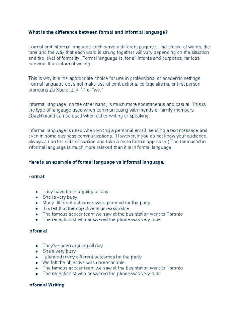 What Is The Difference Between Formal and Informal Language | PDF ...