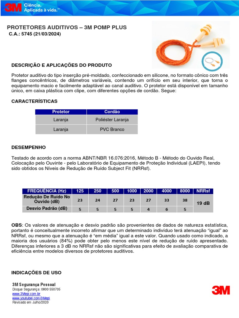 Boletim Técnico 3M CA 5745 | PDF | Audição