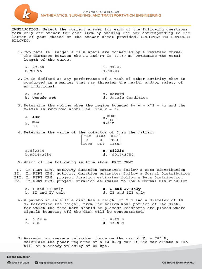 Preboard-MSTE_Answer_Key | PDF | Traffic | Collision