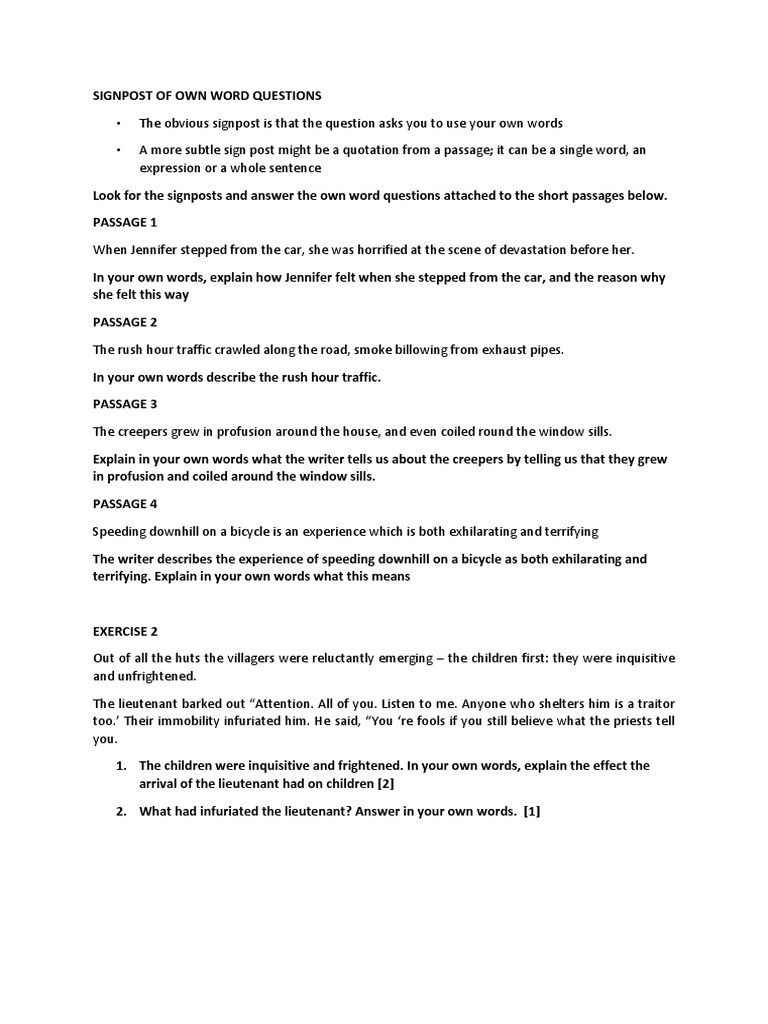 Sabeeha Chaudry - Signpost of Own Word Questions and Combining ...