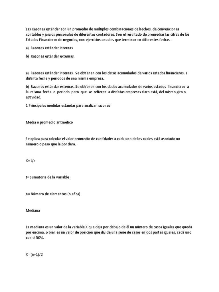 Las Razones Estándar | PDF | Media | Promedio