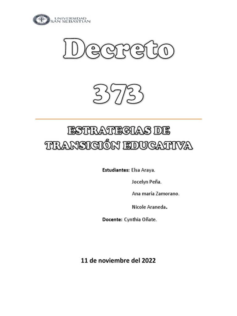 Decreto 373 | PDF | Educación de la primera infancia | Educación primaria