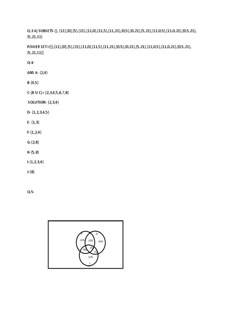 Sets Worksheet Answers | PDF