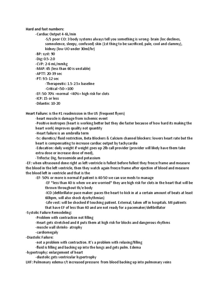 Heart failure numbers and terms | PDF | Heart | Atrium (Heart)