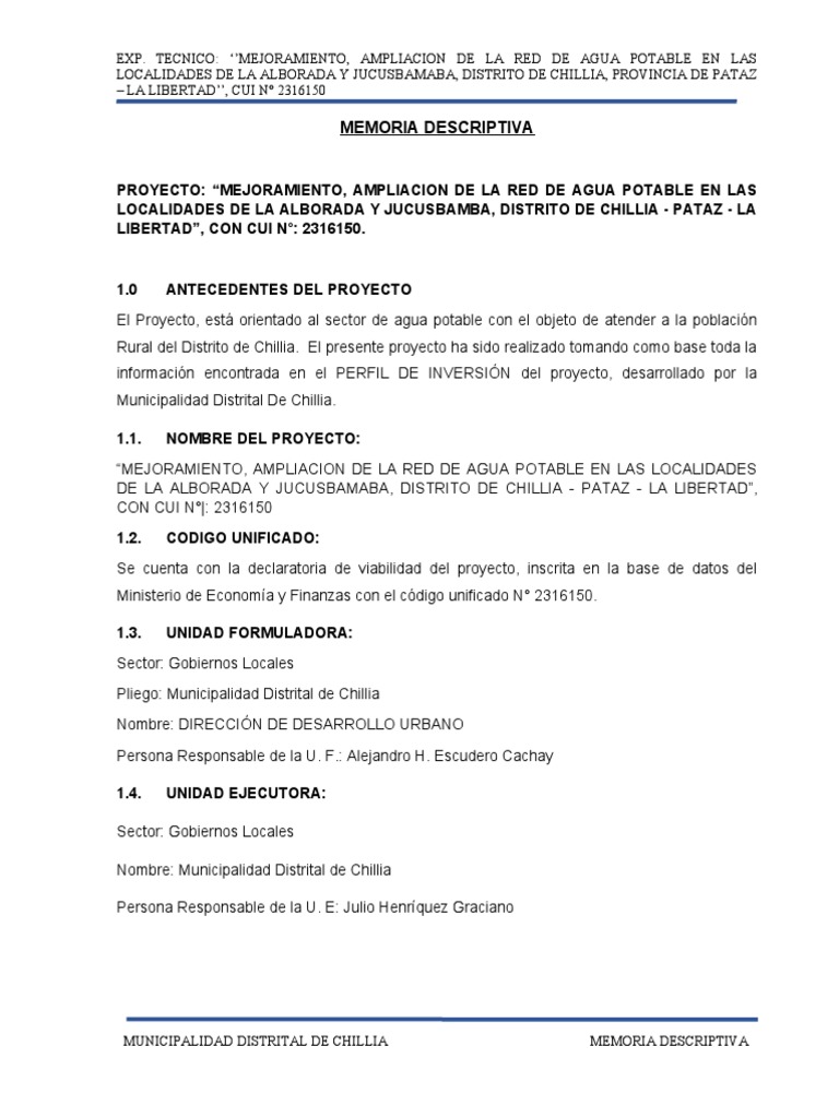Ampliación Red de Agua Potable Chillia | PDF | Agua | Río