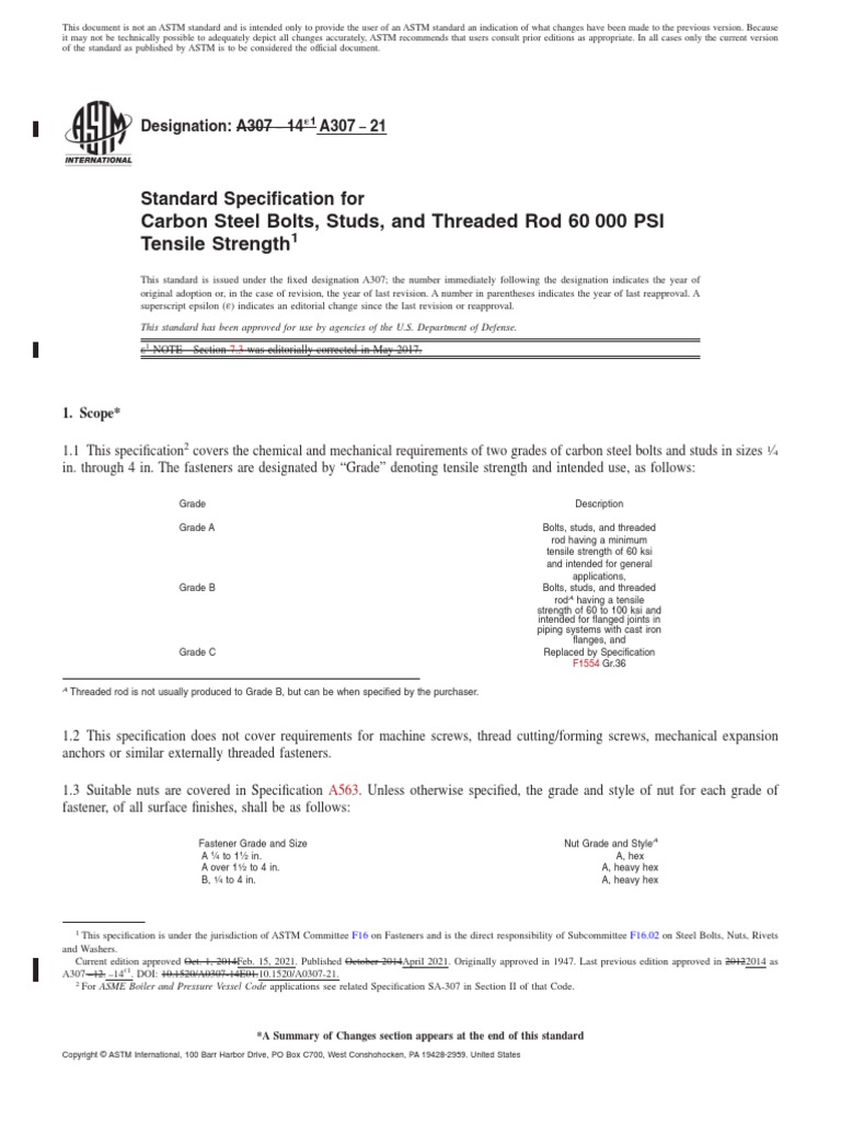ASTM A307-2021 Redline | Download Free PDF | Screw | Galvanization