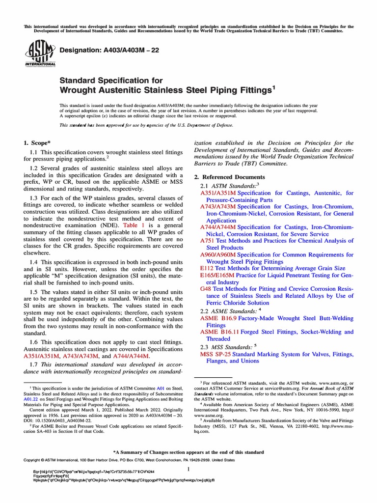 Astm A403-A403m-2022 | PDF | Stainless Steel | Steel