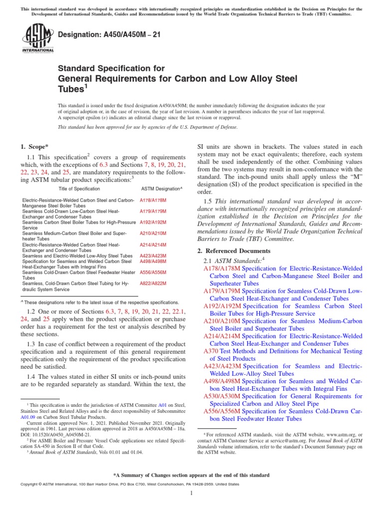 Astm A450-A450m-2021 | PDF | Pipe (Fluid Conveyance) | Heat Exchanger