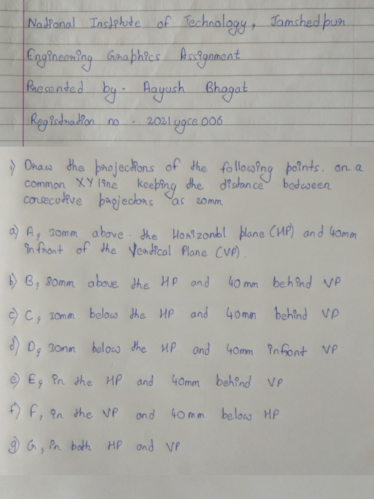 Engineering Graphics Assignment | PDF