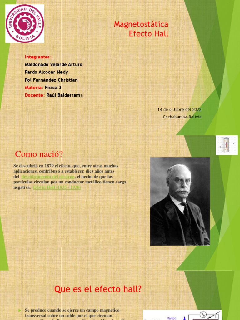 Efecto Hall | PDF | Corriente eléctrica | Campo magnético