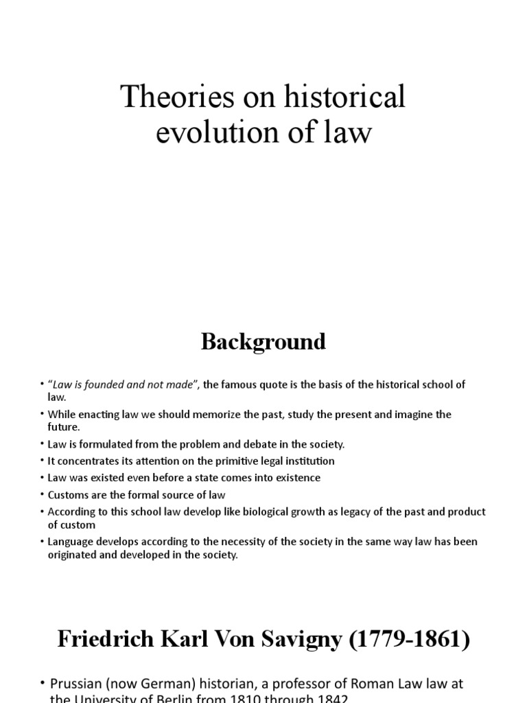 Theories On Historical Evolution of Law | PDF