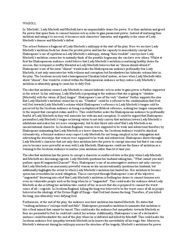 Mac 3. Sample Essay On Ambition Band 6 | PDF | Macbeth | William ...