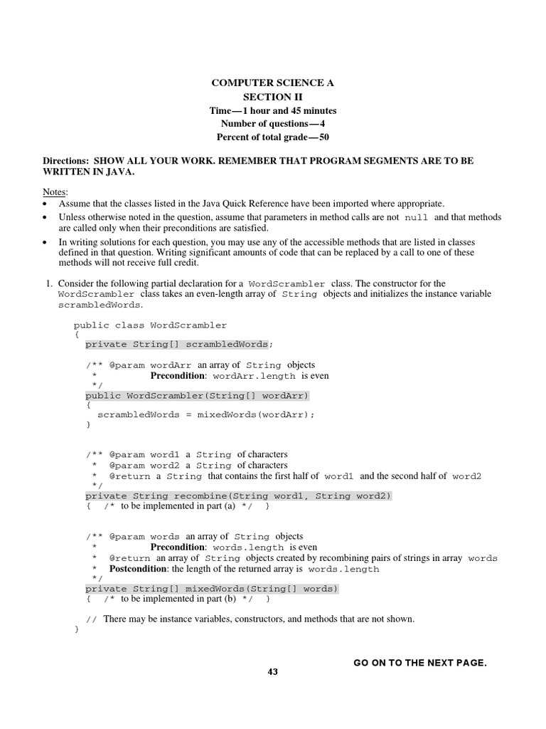 2014FRQ | PDF | Array Data Structure | Integer (Computer Science)