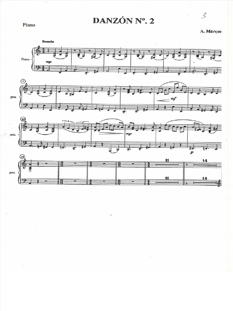 Danzon-2-Marquez-Parte Piano | PDF
