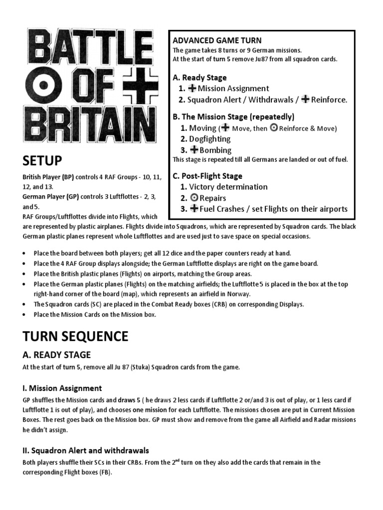 BoB Rule Extract Advanced Game | PDF | Royal Air Force | Military Aviation