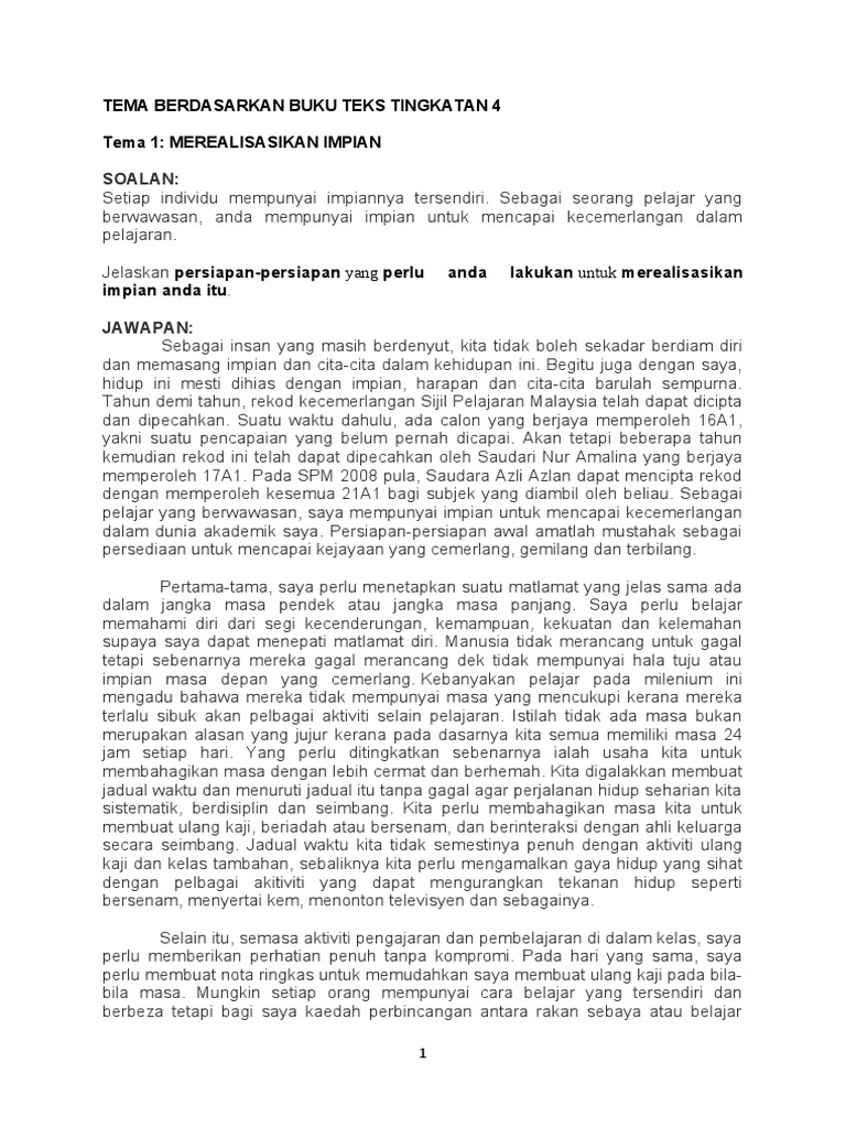 Contoh Karangan Berdasarkan Tema | PDF