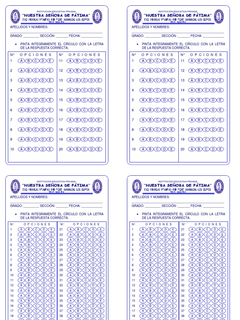 Tarjeta de Respuestas | PDF