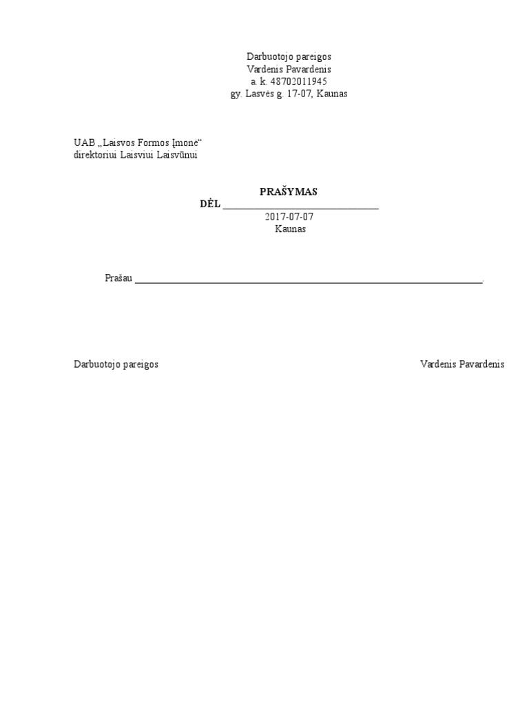 Prasymas Laisva Forma | PDF