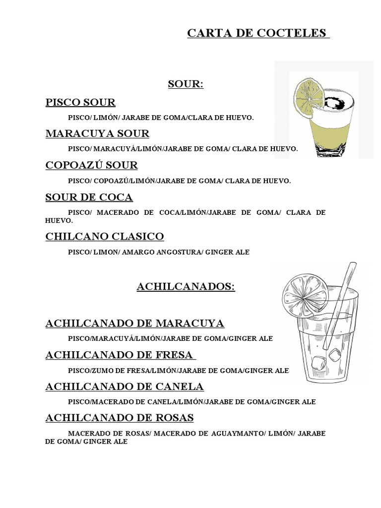 Carta de Cocteles | PDF