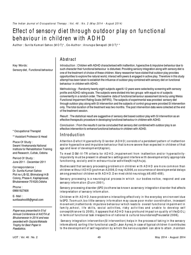 Chetan | PDF | Sensory Processing Disorder | Attention Deficit Hyperactivity Disorder