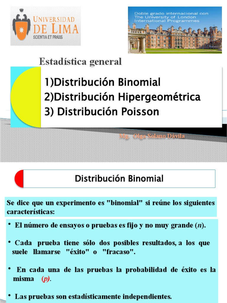 Distribución Binomial, Hipergeométrica y Poisson | PDF | Enseñanza de matemática | Distribución ...
