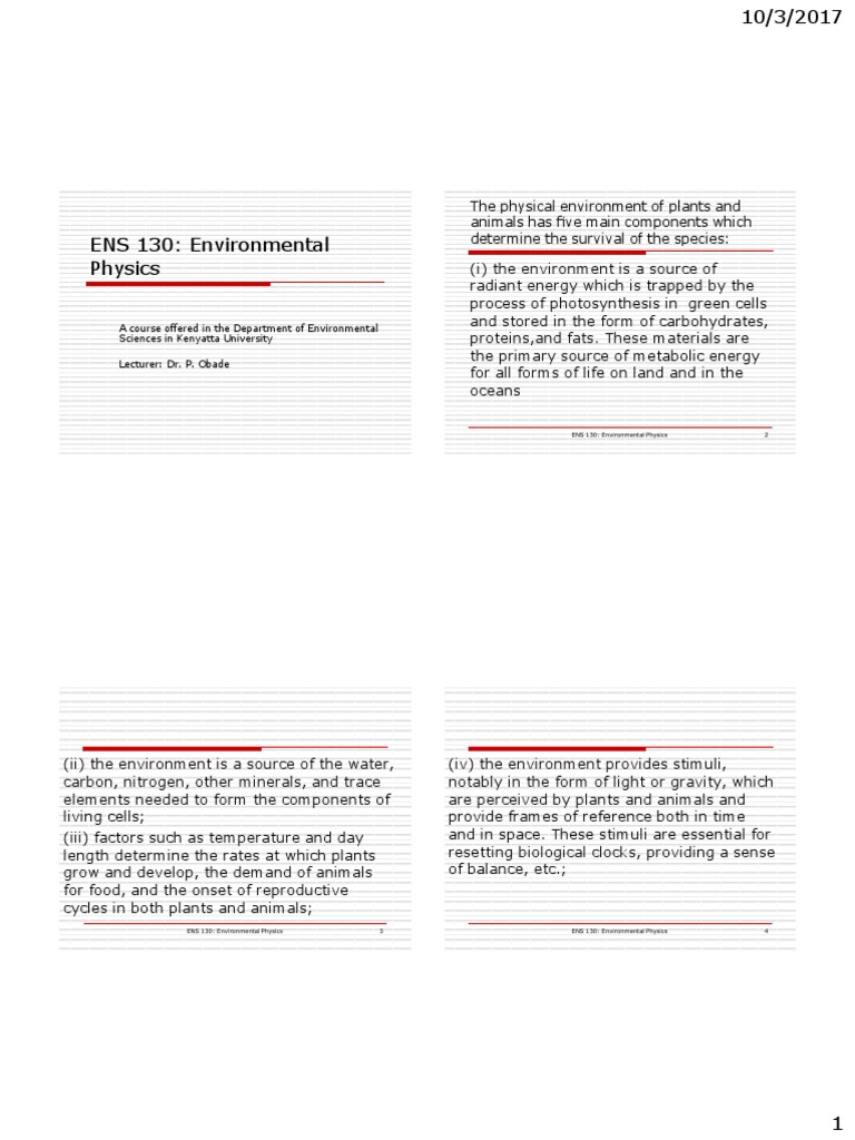 ENS 130 Notes - Updated - 1 - New | PDF