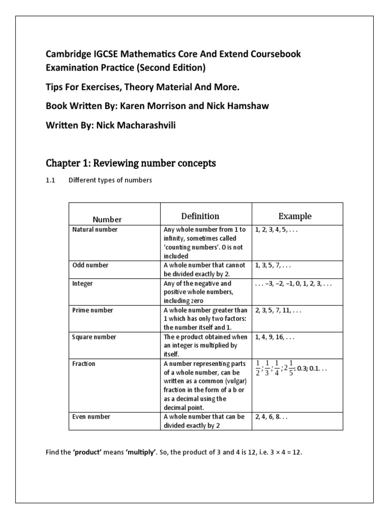 Igcse Maths Core And Extend Exam Practice Tips Pdf Numbers Prime Number