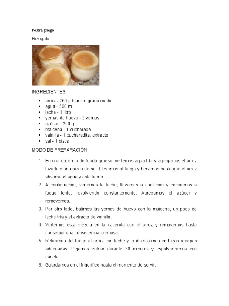 Postre Griego | PDF