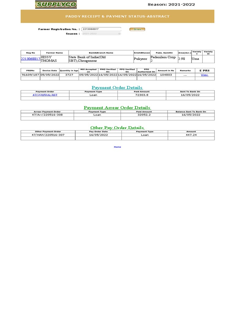 PRS Status Report | PDF