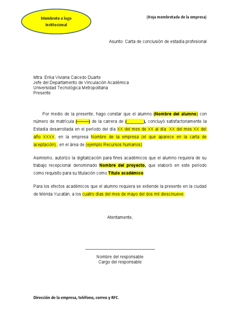 Ejemplo Carta De Termino De Relacion Laboral Modelo De Informe The ...