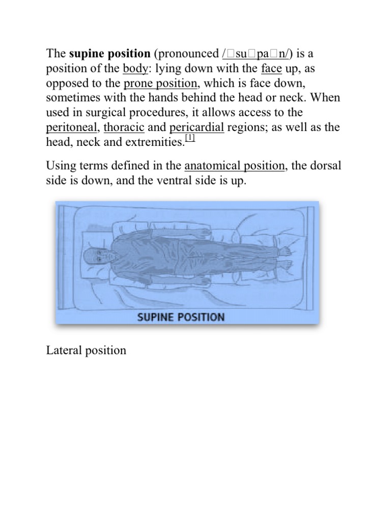 The Supine Position | PDF | Anatomical Terms Of Motion | Medicine