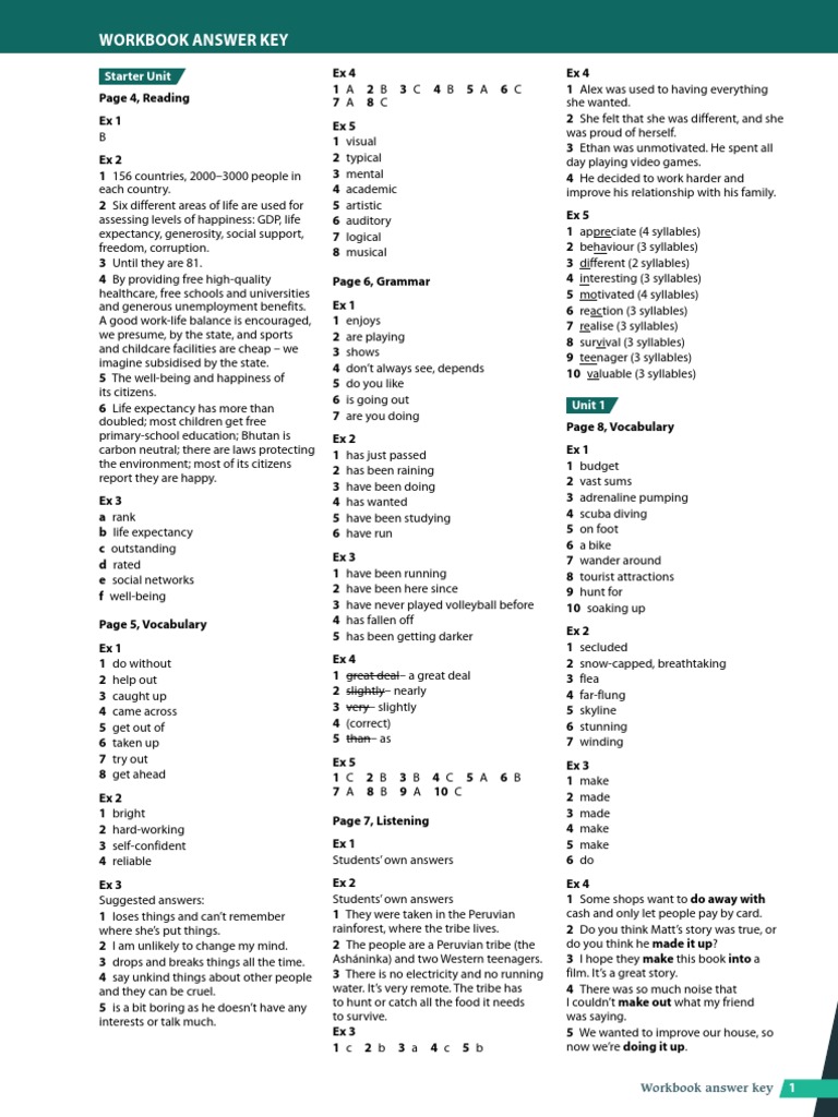 English Workbook Exercises Answers | PDF