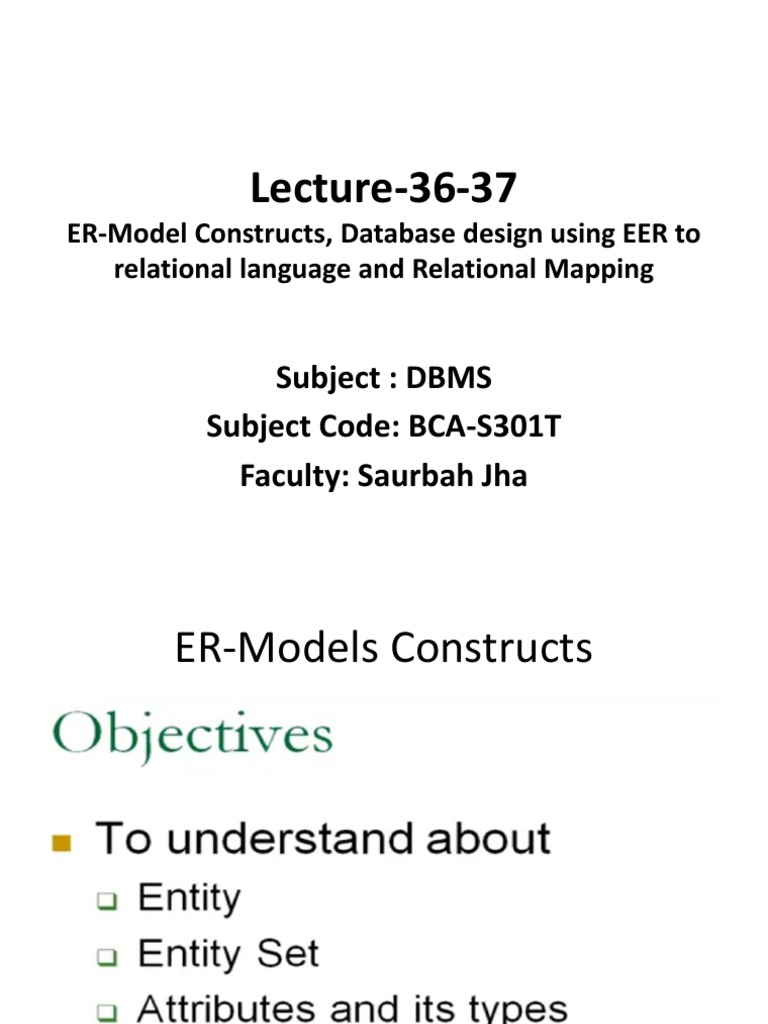 L36-37-Converting ER Diagram To Relational Schema | PDF | Relational Database | Database Schema