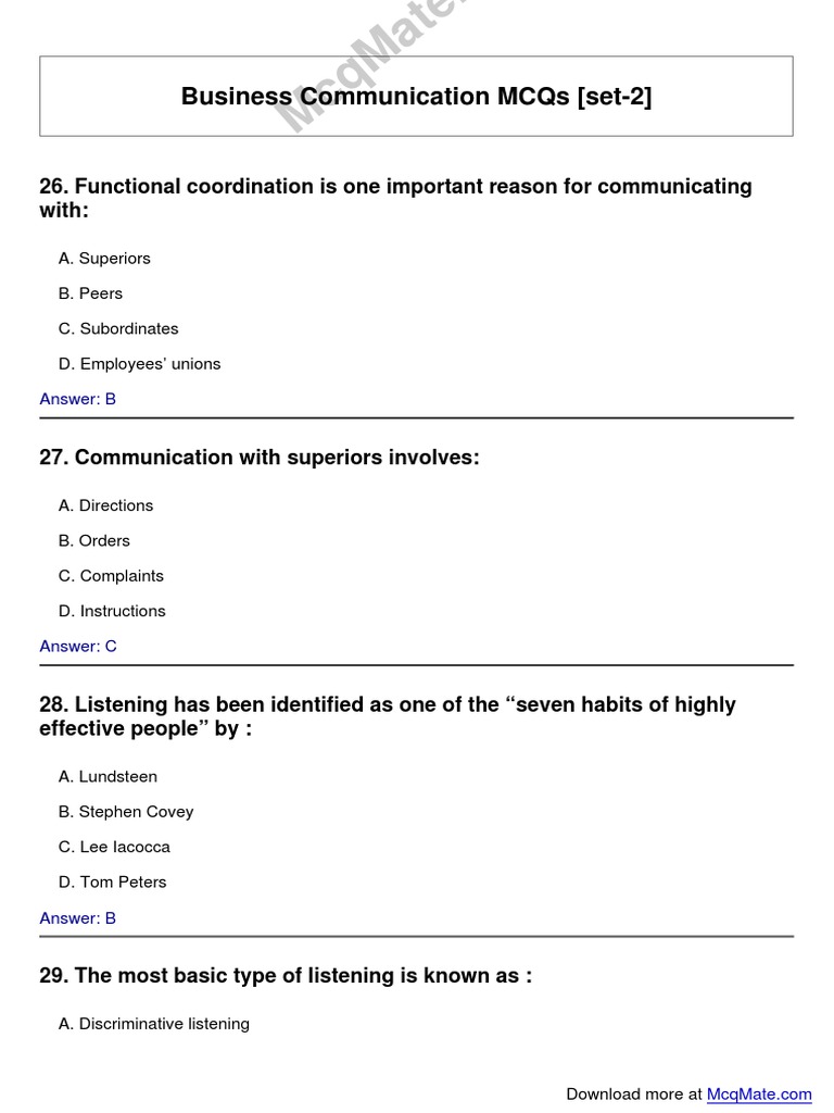Business-Communication Solved MCQs (Set-2) | PDF | Communication ... Business-Communication Solved MCQs (Set-2) | PDF | Communication ...