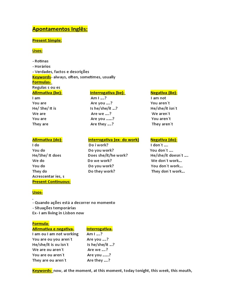 Apontamentos Inglês | PDF